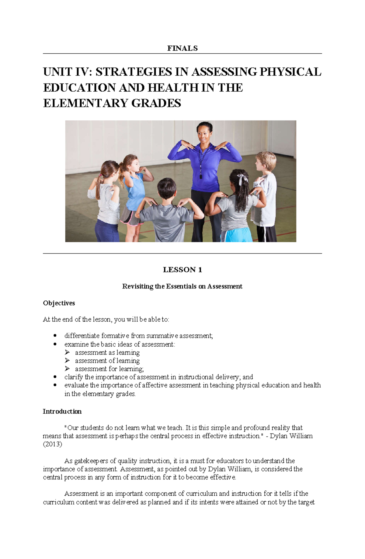 UNIT-IV - FINALS UNIT IV: STRATEGIES IN ASSESSING PHYSICAL EDUCATION ...