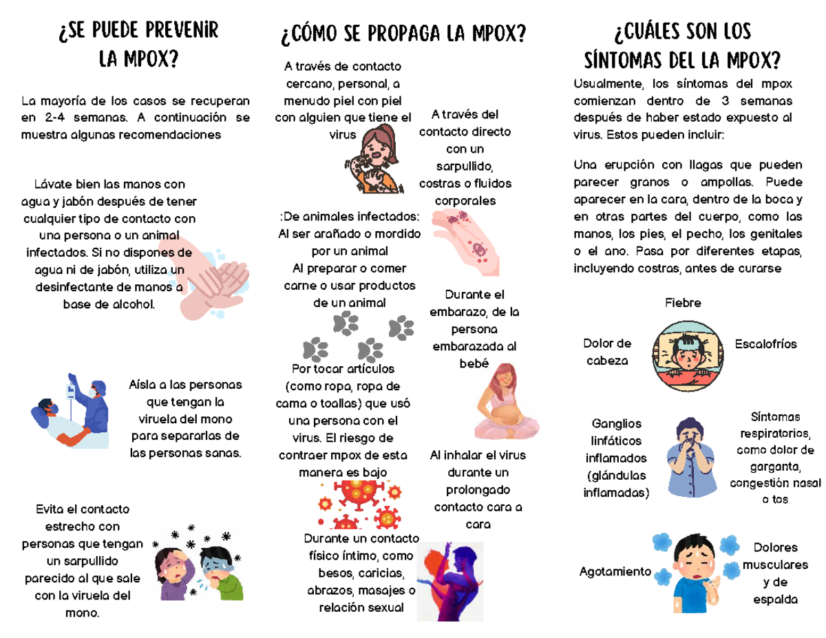 Folleto MPOX: Prevención y Síntomas de la Viruela del Mono - Studocu