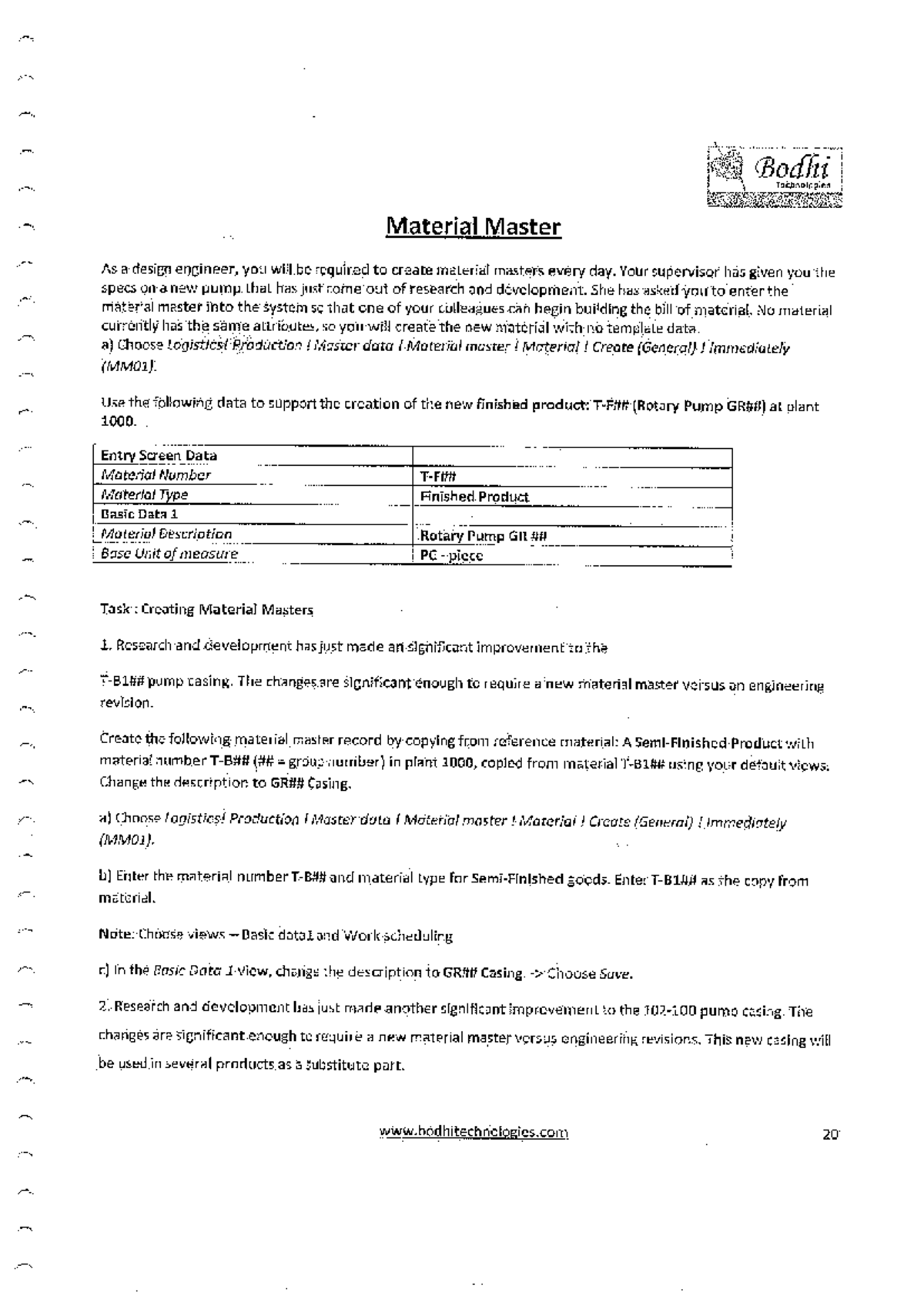 Bodhi Technologies Material Master Creation Guide (ENG 101) - Studocu