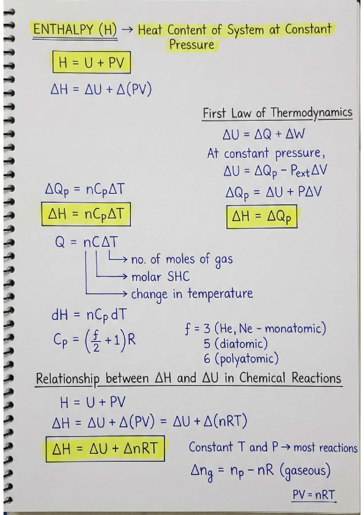 Enthalpy (H) and Heat Content at Constant Pressure - Thermodynamics ...