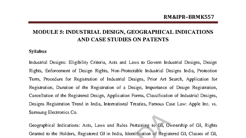 BRMK557: Industrial Design & Geographical Indications Case Studies ...