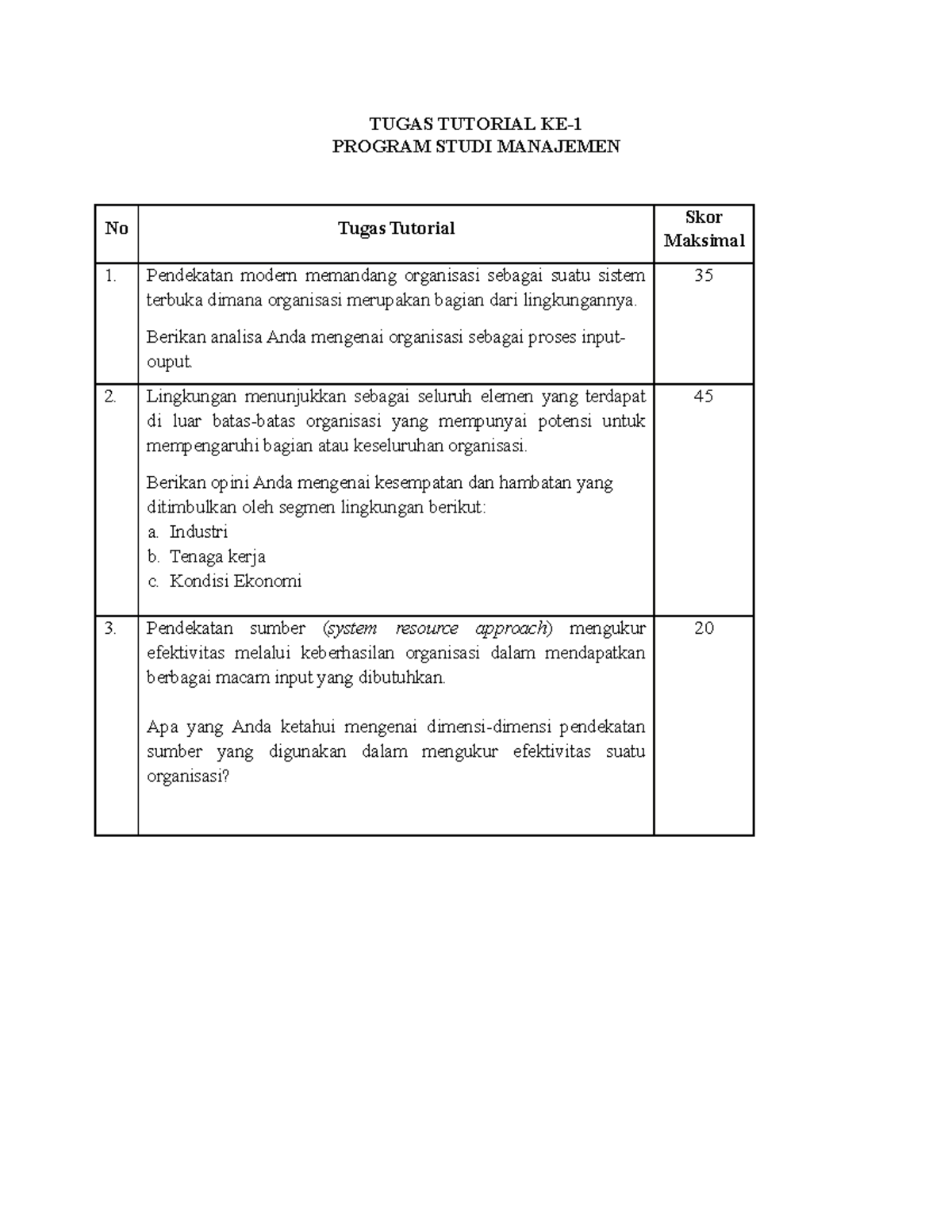 Pengajaran Tugas 1: Analisis Organisasi dan Proses Input-Output - Studocu