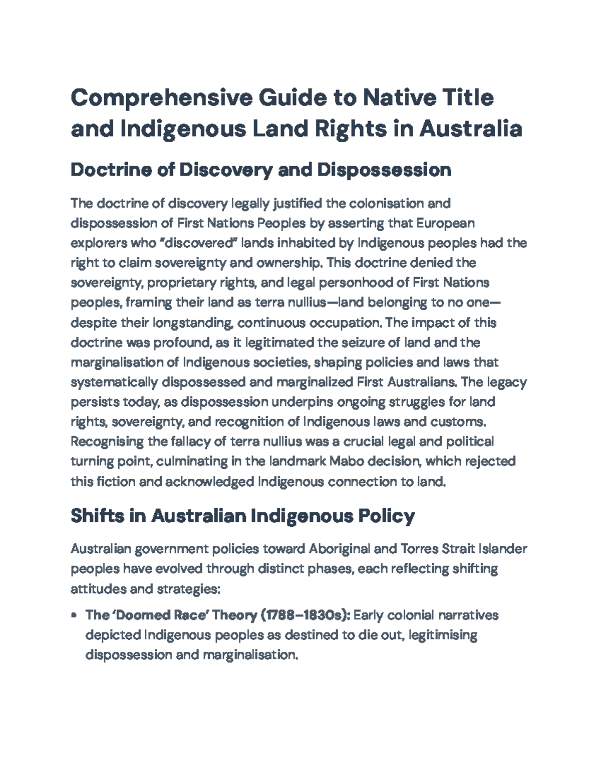 Comprehensive Overview of Native Title & Indigenous Land Rights in ...