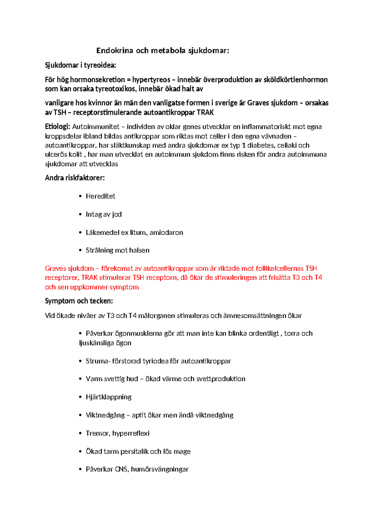 Endokrina och metabola sjukdomar: Hypertyreos och Diabetes Mellitus ...