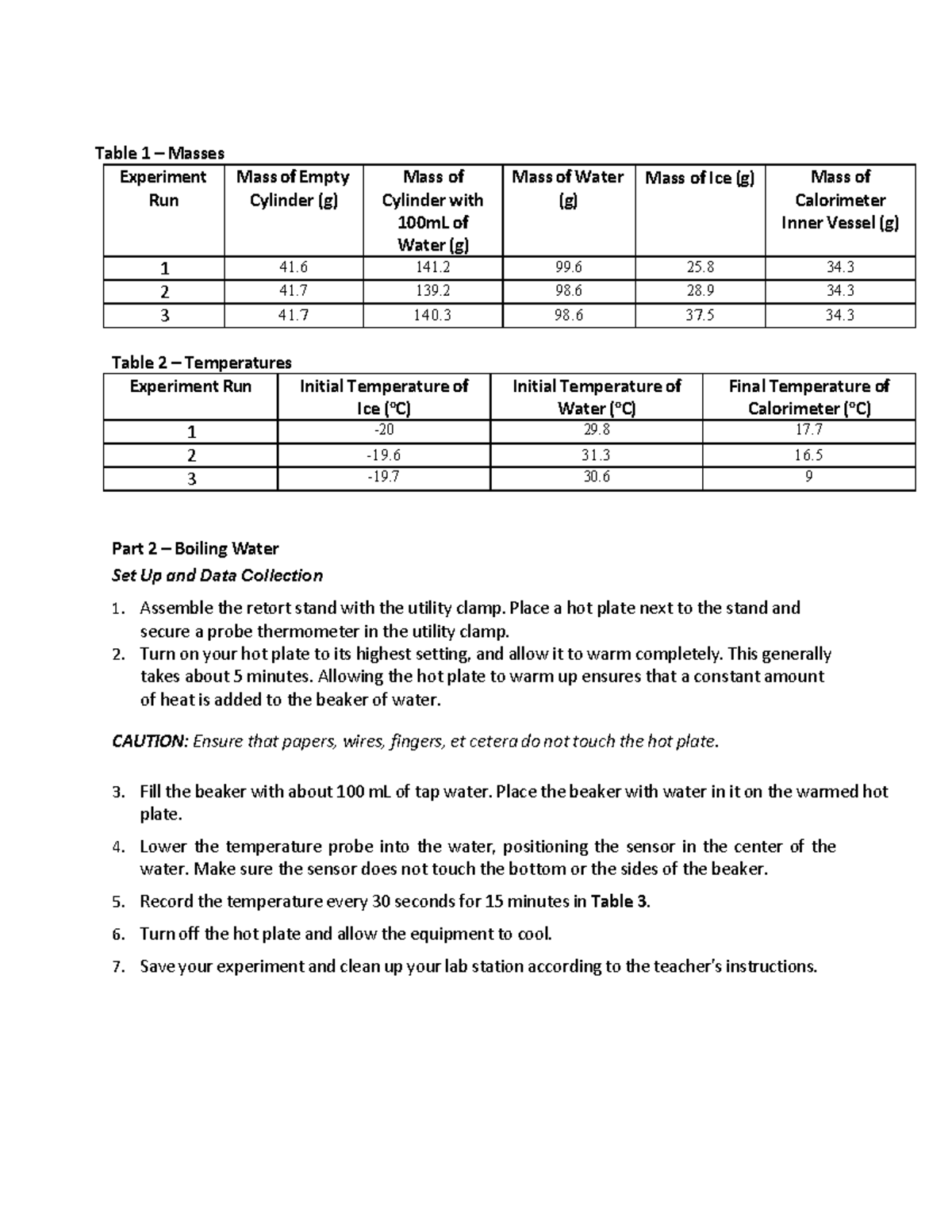 Lab C - Phase Change: Experiment Results and Data Analysis - Studocu