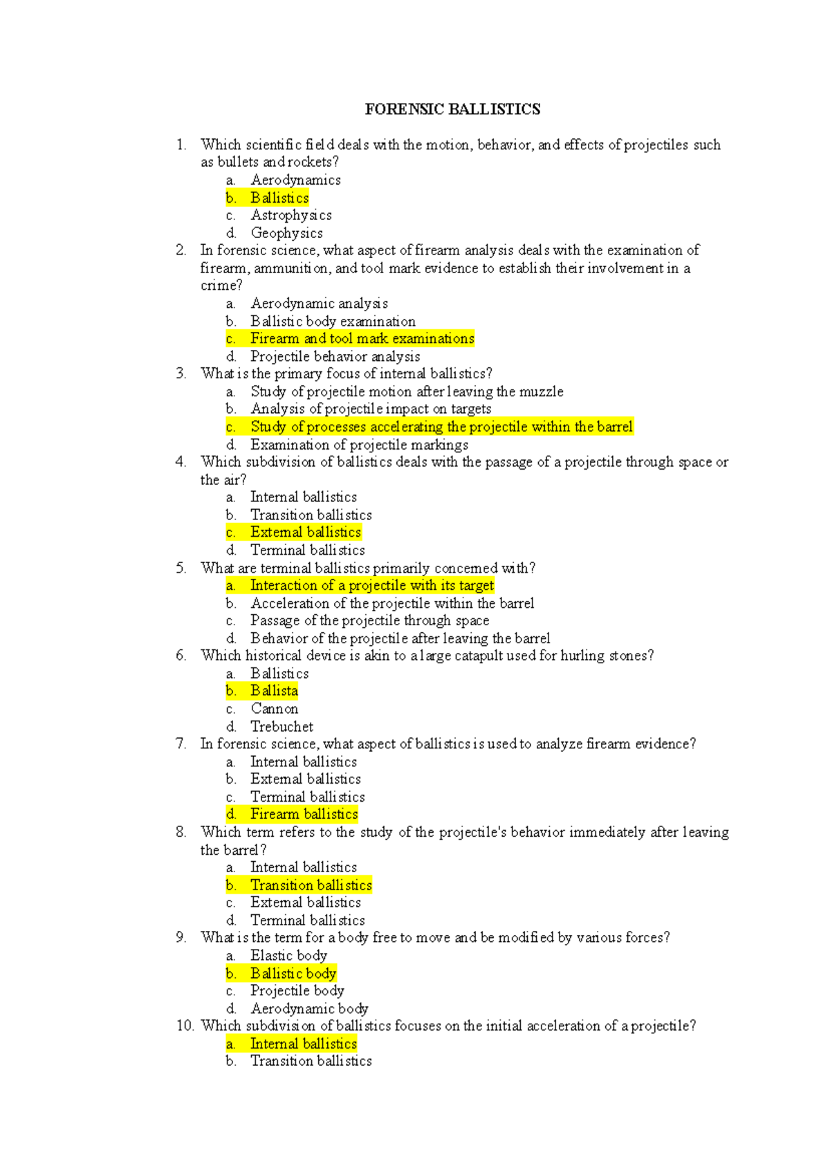 Forensic Ballistics Study Guide: Concepts and Exam Preparation - Studocu