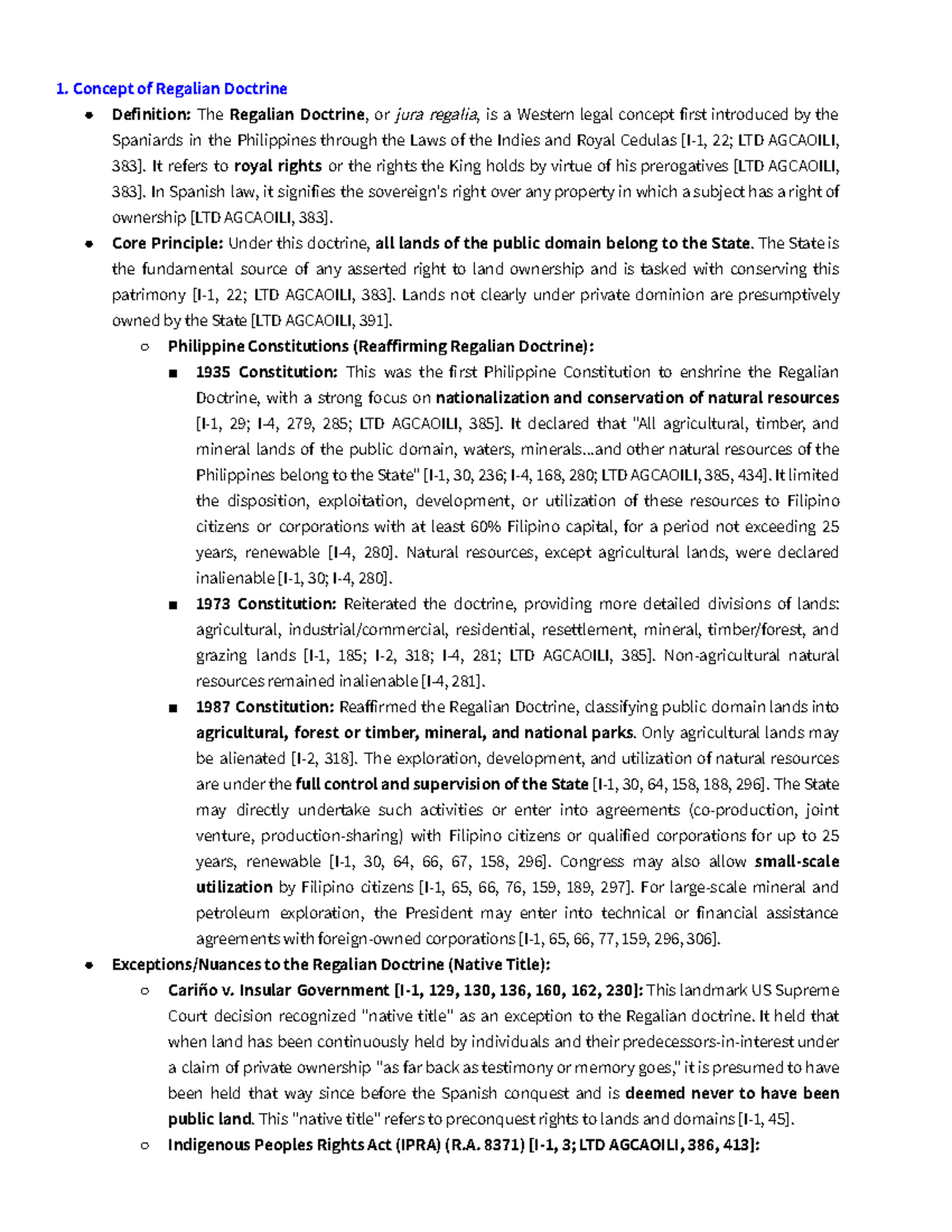 FM - LTD Notes: Understanding the Regalian Doctrine and IPRA - Studocu