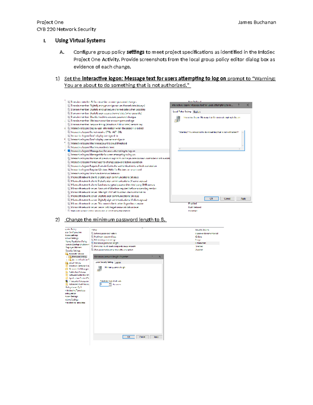 CYB 220 Final Project One: Network Security & Virtualization Overview - Studocu