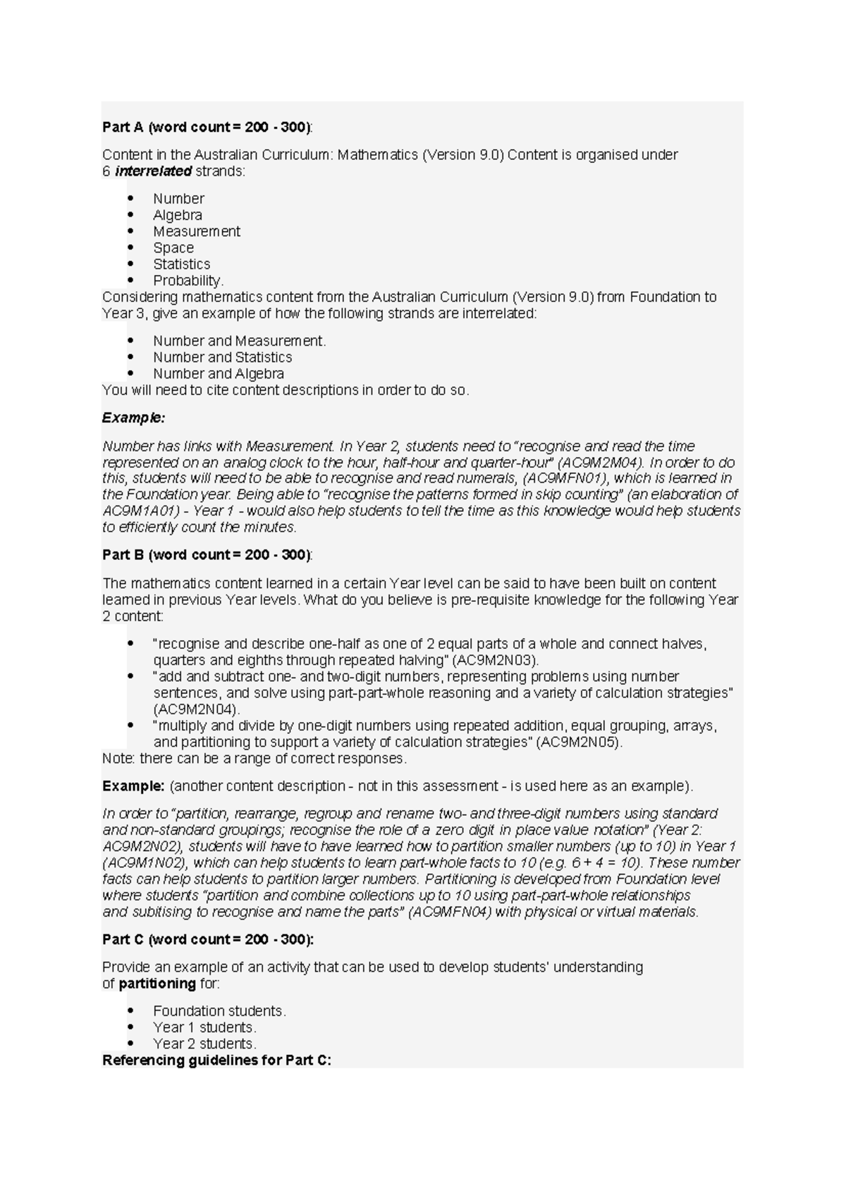 Interrelationship of Mathematics Strands in the Australian Curriculum ...