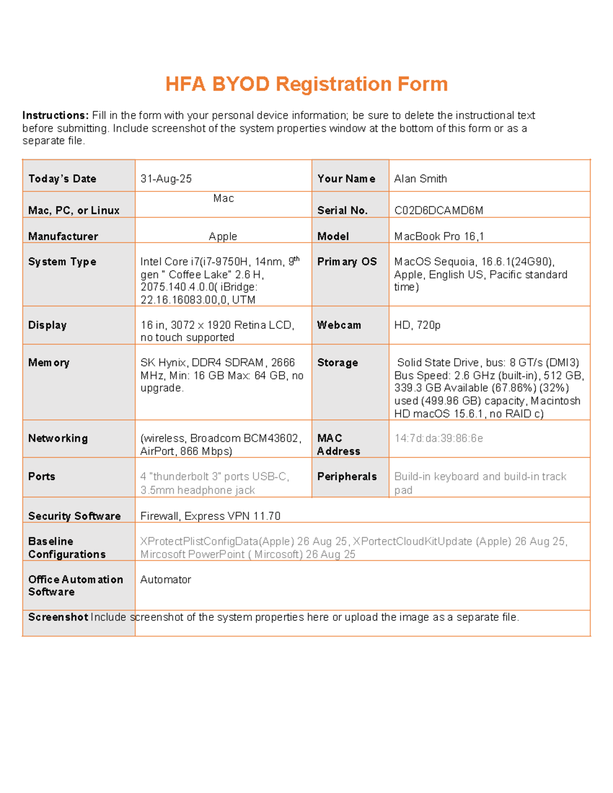 CMIT202 Project 1: HFA OD Registration Form Instructions - Studocu