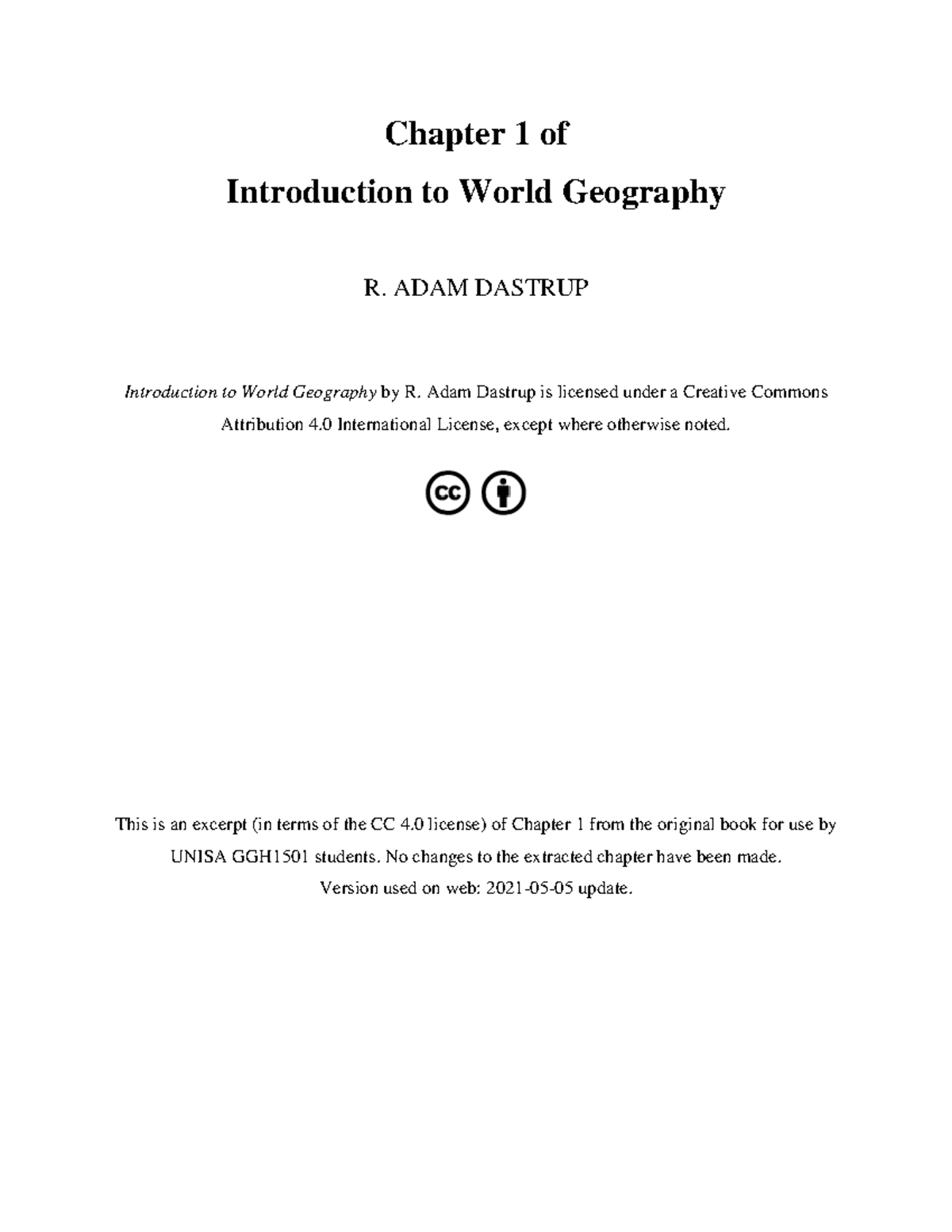 Chapter 1 Overview: Introduction to Geography for UNISA GGH1501 ...