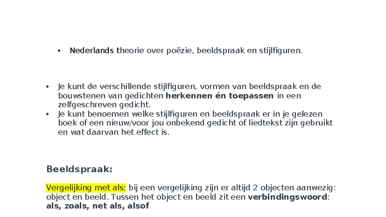 Nederlands Theorie: Poëzie, Beeldspraak en Stijlfiguren - Studeersnel
