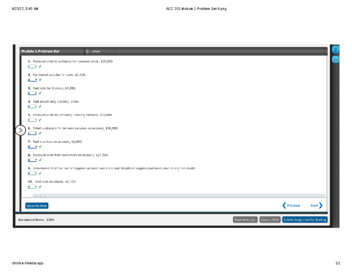 ACC 201 Module 1 Problem Set 4 - 8:40 AM ACC 201 Module 1 Problem Set 4 ...