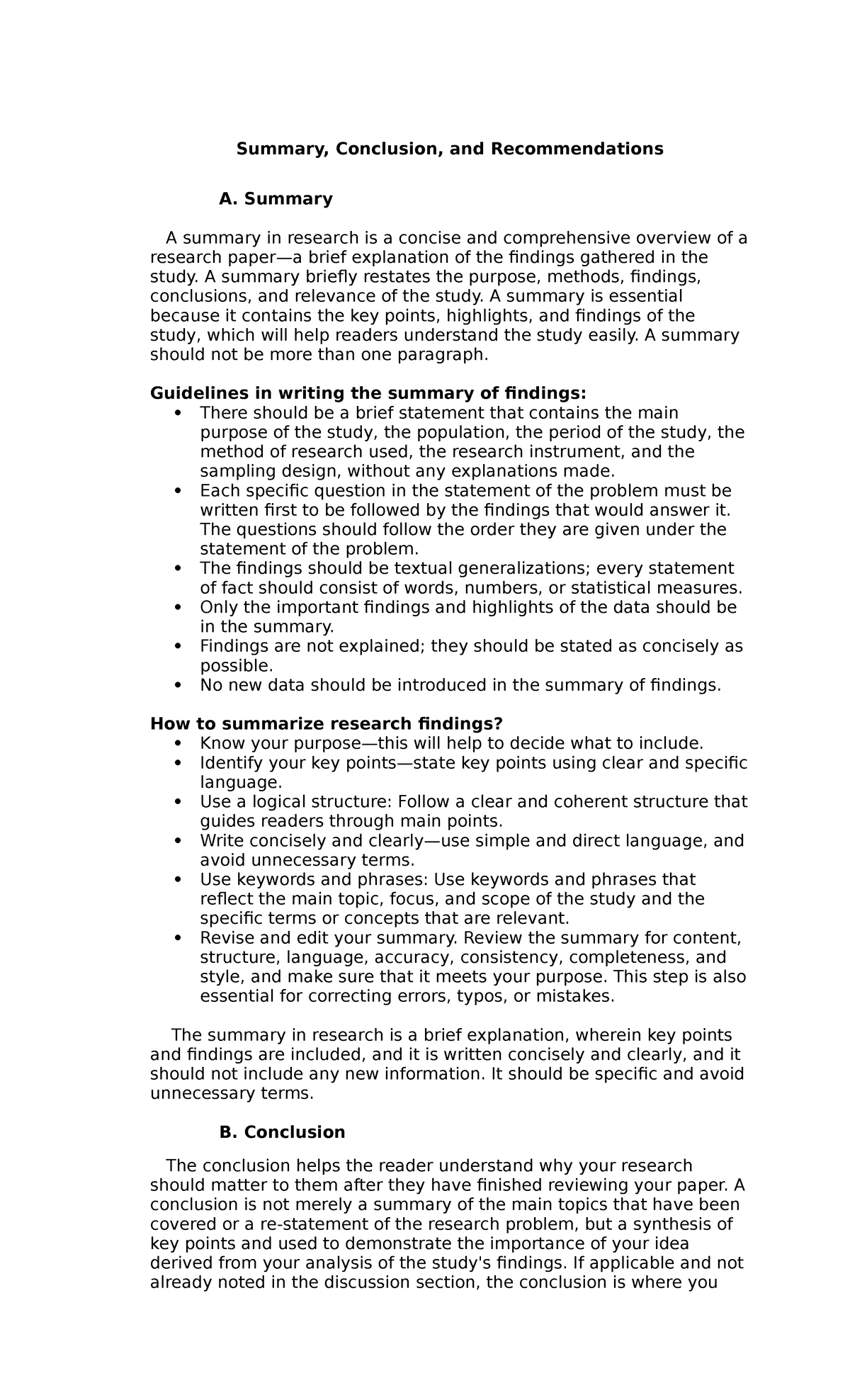 Summaryconclusionand-recommendations - Summary, Conclusion, and ...
