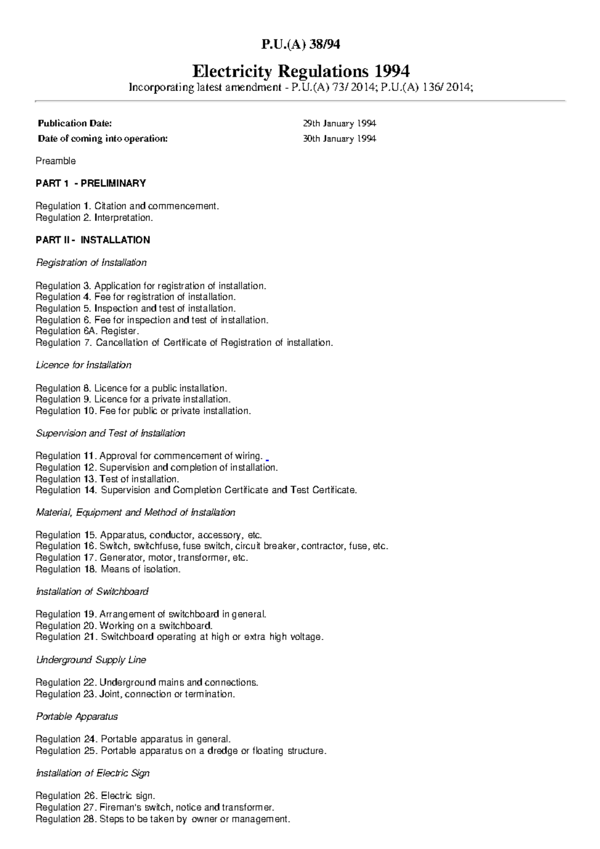 Electricity Regulations 1994 - Comprehensive Guidelines and Amendments ...