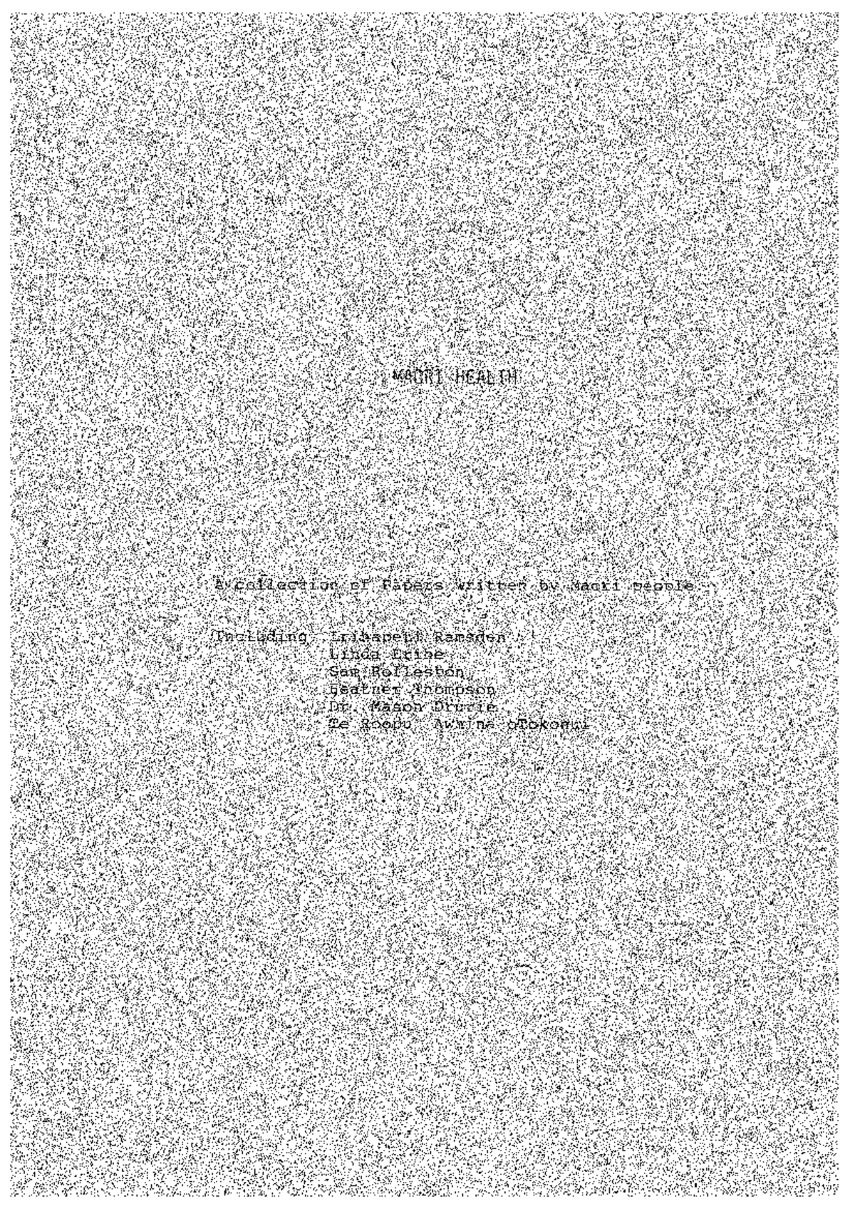 MAORI HEALTH: Perspectives on Nursing and the Treaty of Waitangi (MAORI ...