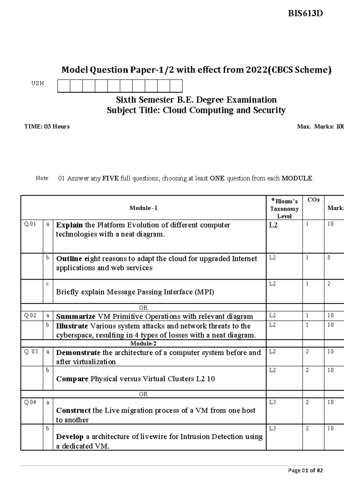 BCV654A - Model Question Paper for Water Conservation (2022-23) - Studocu
