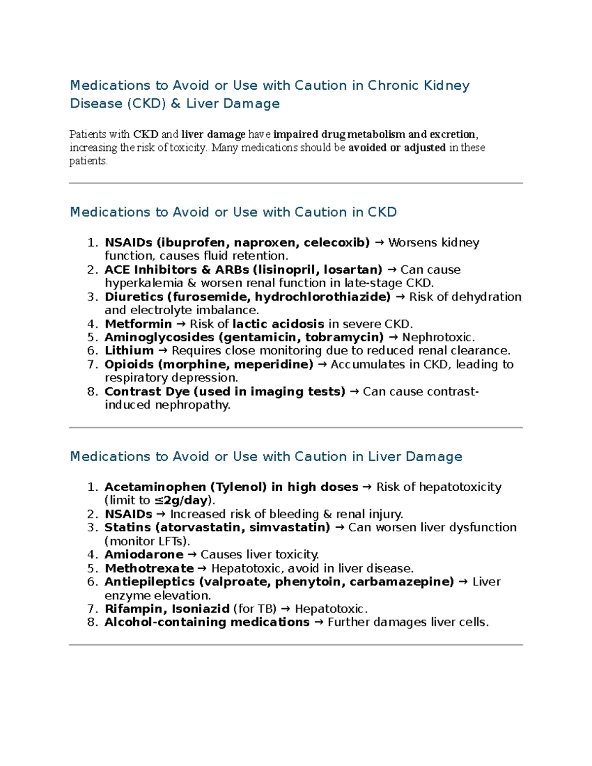 CKD - Revise - Medications to Avoid or Use with Caution in Chronic ...