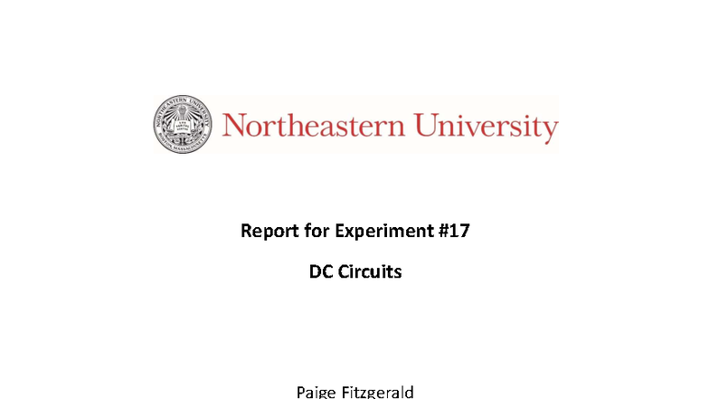 Experiment 17: DC Circuits Lab Report - Principles & Investigations ...