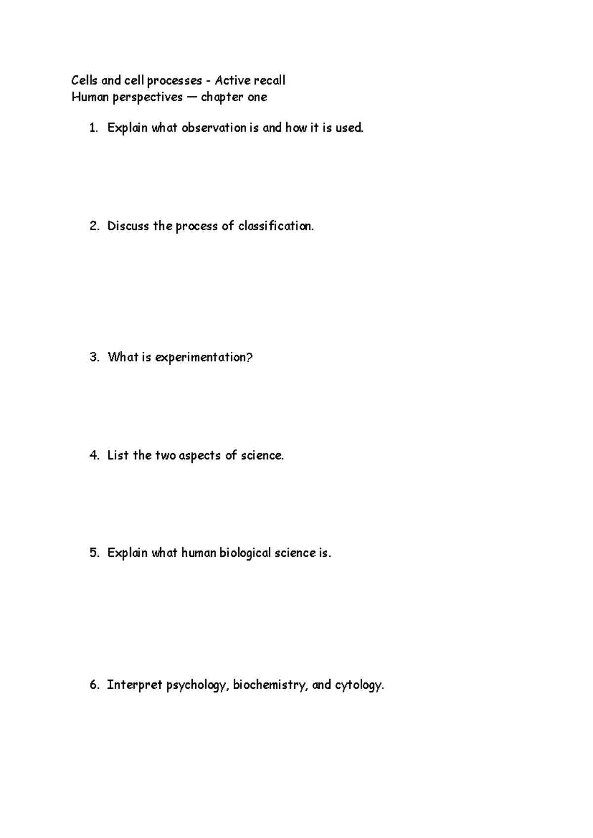 Active Recall for Cells and Cell Processes: Human Perspectives (Ch. 1 ...