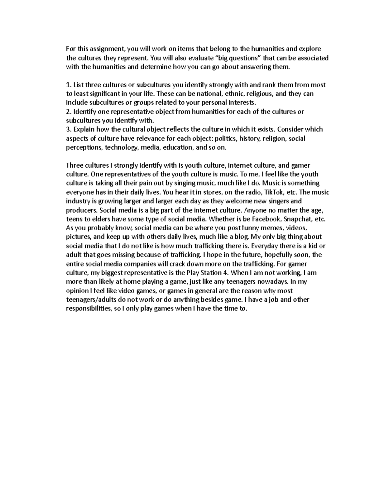 Module 1 Short Answer: Exploring Cultures and Their Representations ...