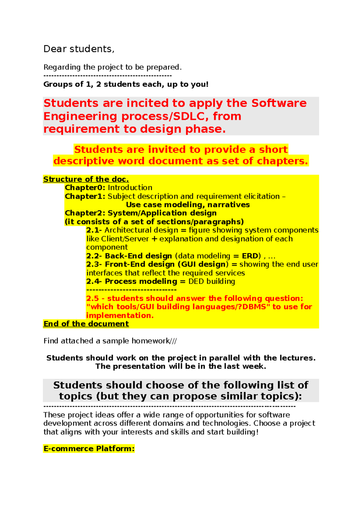 SE 101: Project Guidelines and Topic Suggestions for Software ...