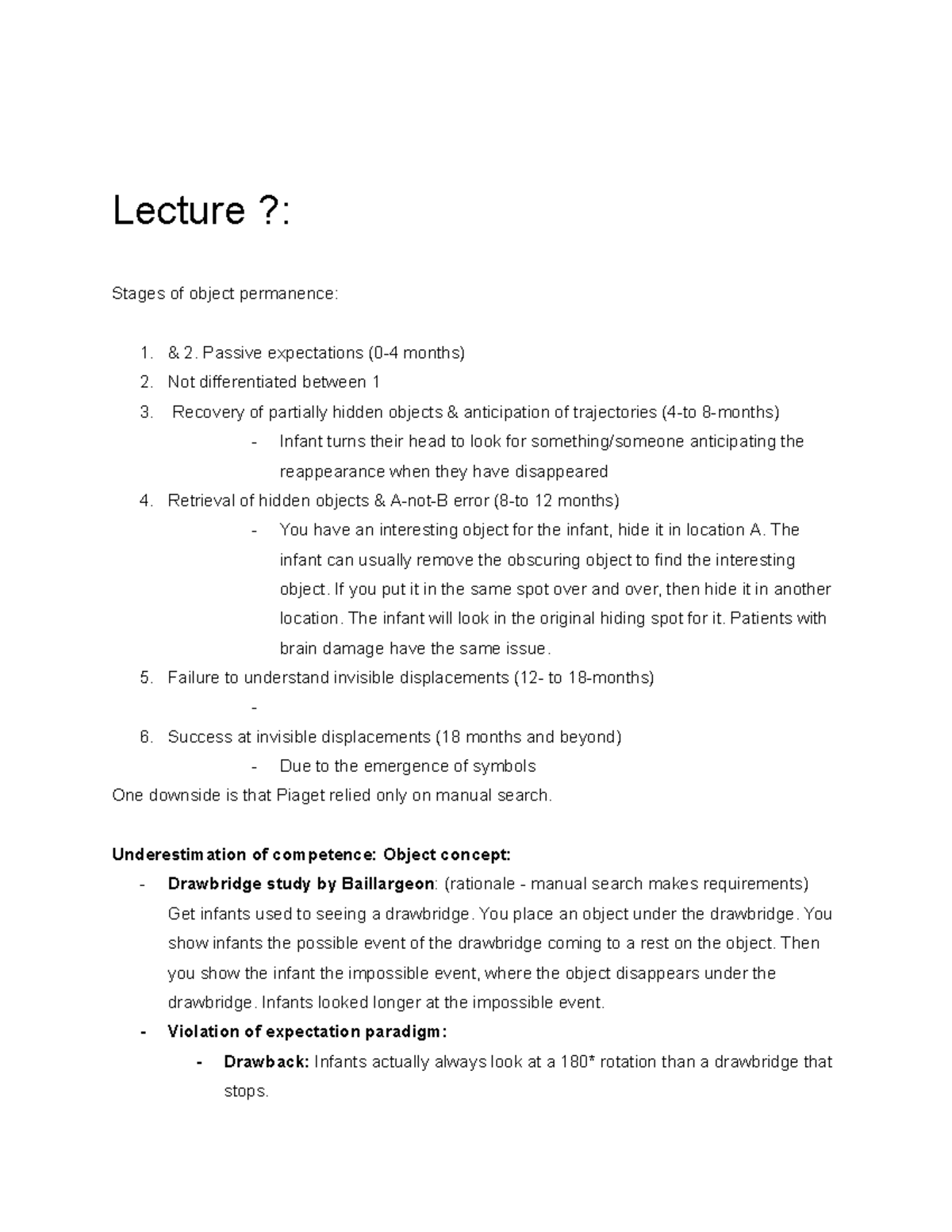 PSYC 243 Midterm 2: Object Permanence and Language Development Insights ...