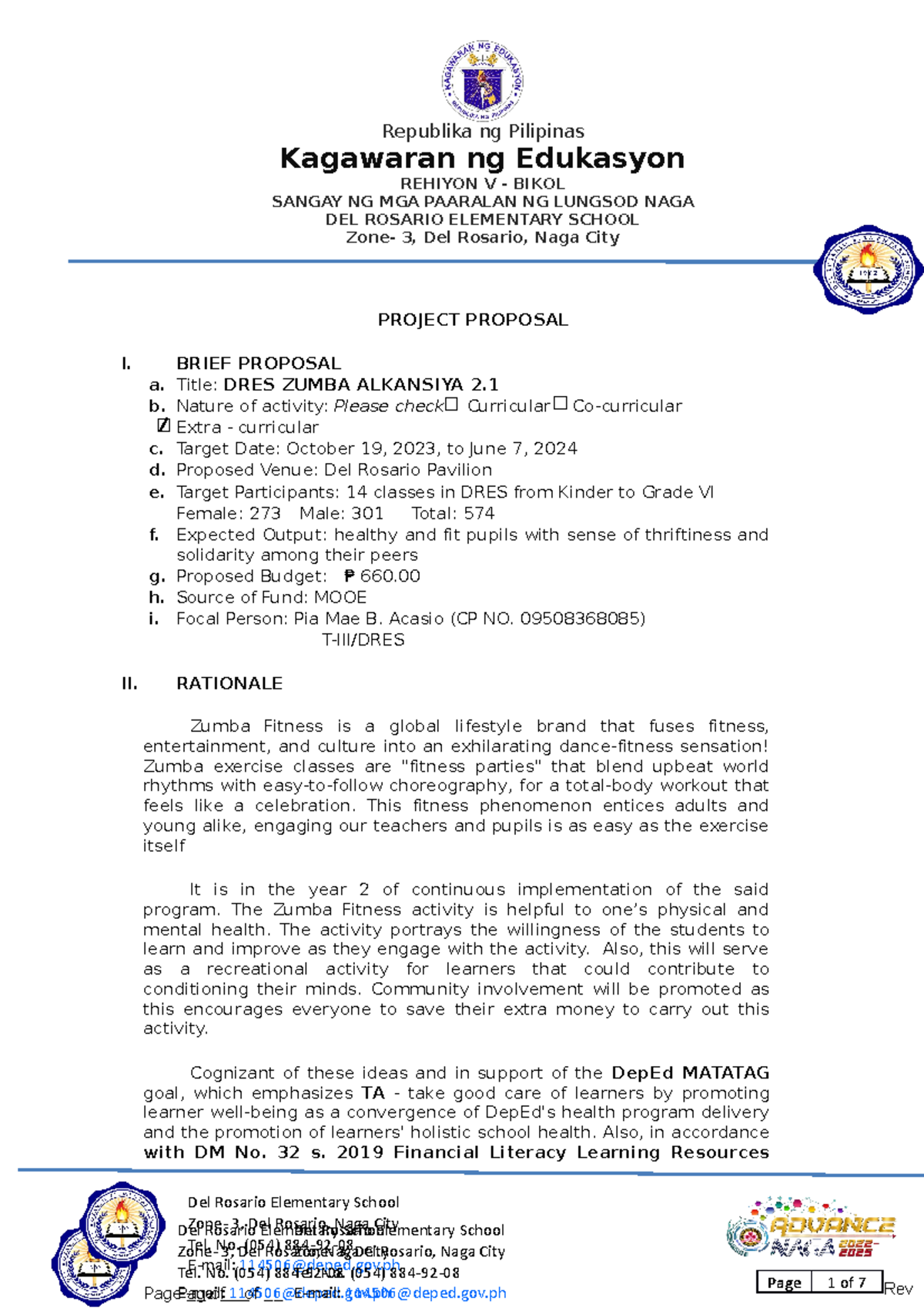 Zumba-alkansya 2023 - This is a project proposal - Republika ng ...