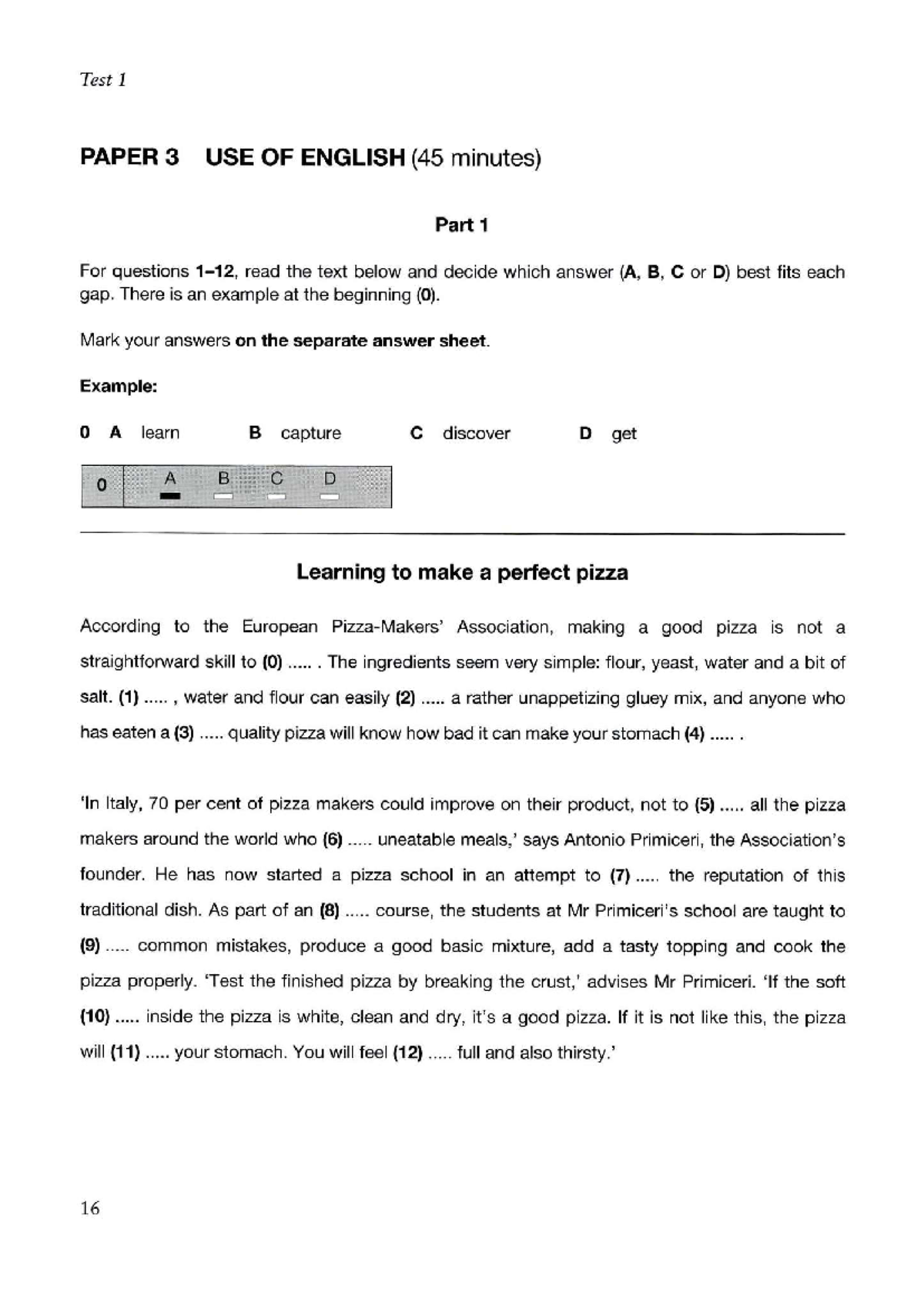 Test 1 PAPER 3 USE OF ENGLISH - Level 2 Grammar Practice - Studocu