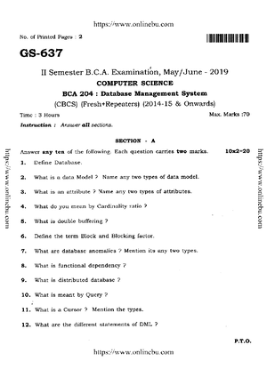 BCA BNU syllabus of Bangalore North University - BENGALURU NORTH ...