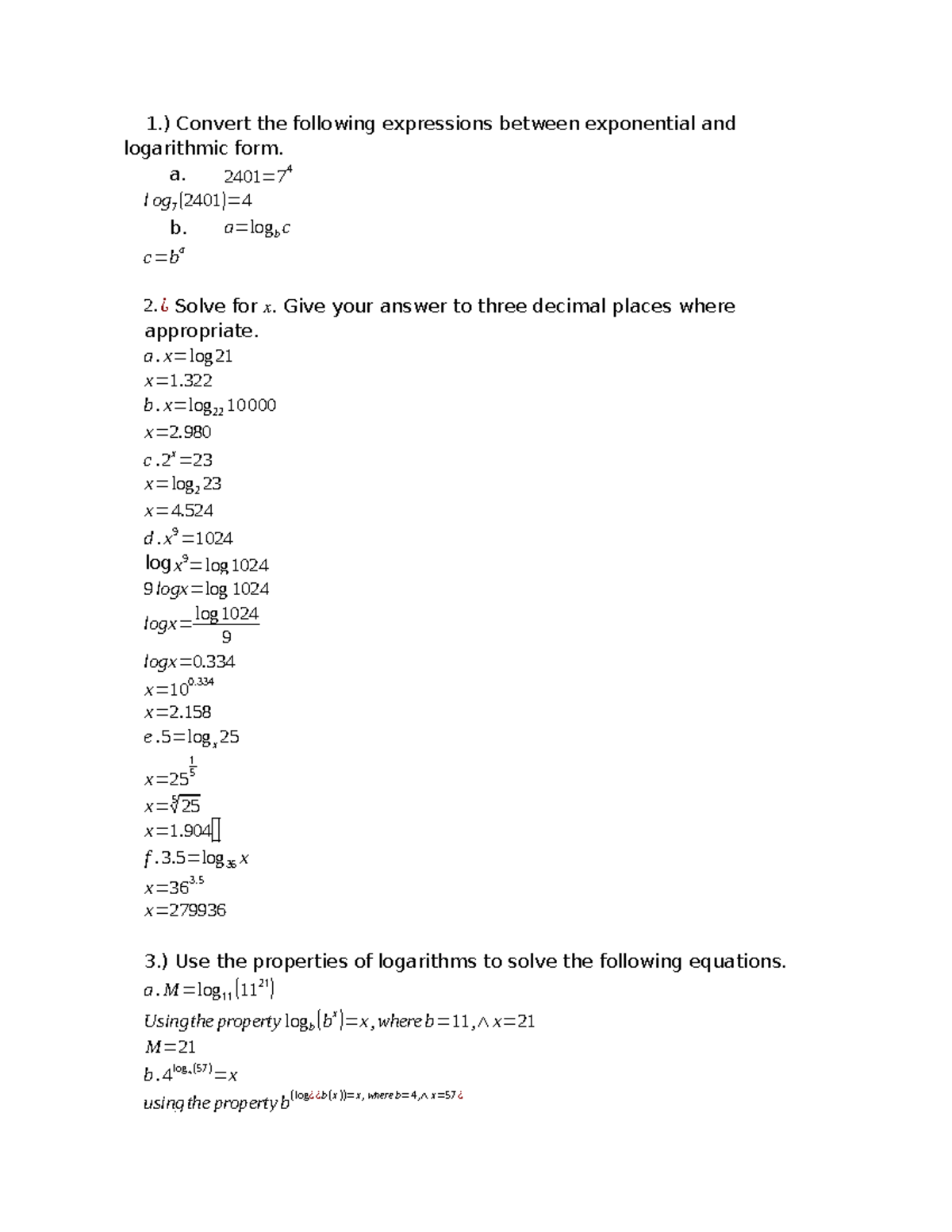 Exponential and Logarithmic Functions: Exercises and Solutions (MATH 101) - Studocu