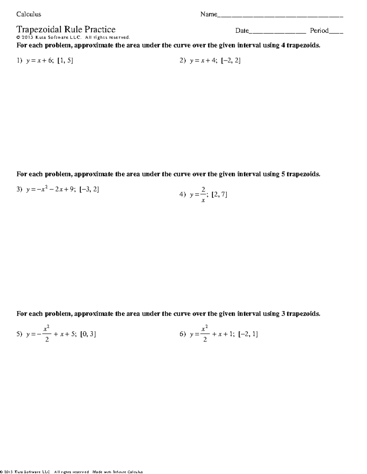 Trapezoidal Rule Practice for Calculus g2P0C1S35 - Studocu