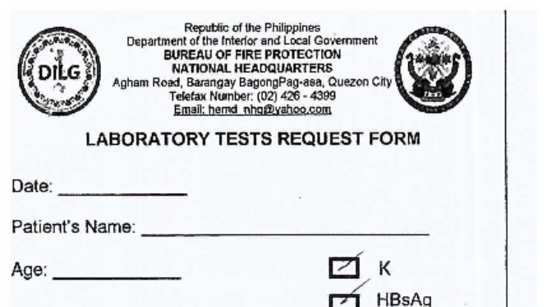 BFP Medical Laboratory Tests Request Form (Rev. 05.23.18) - Studocu