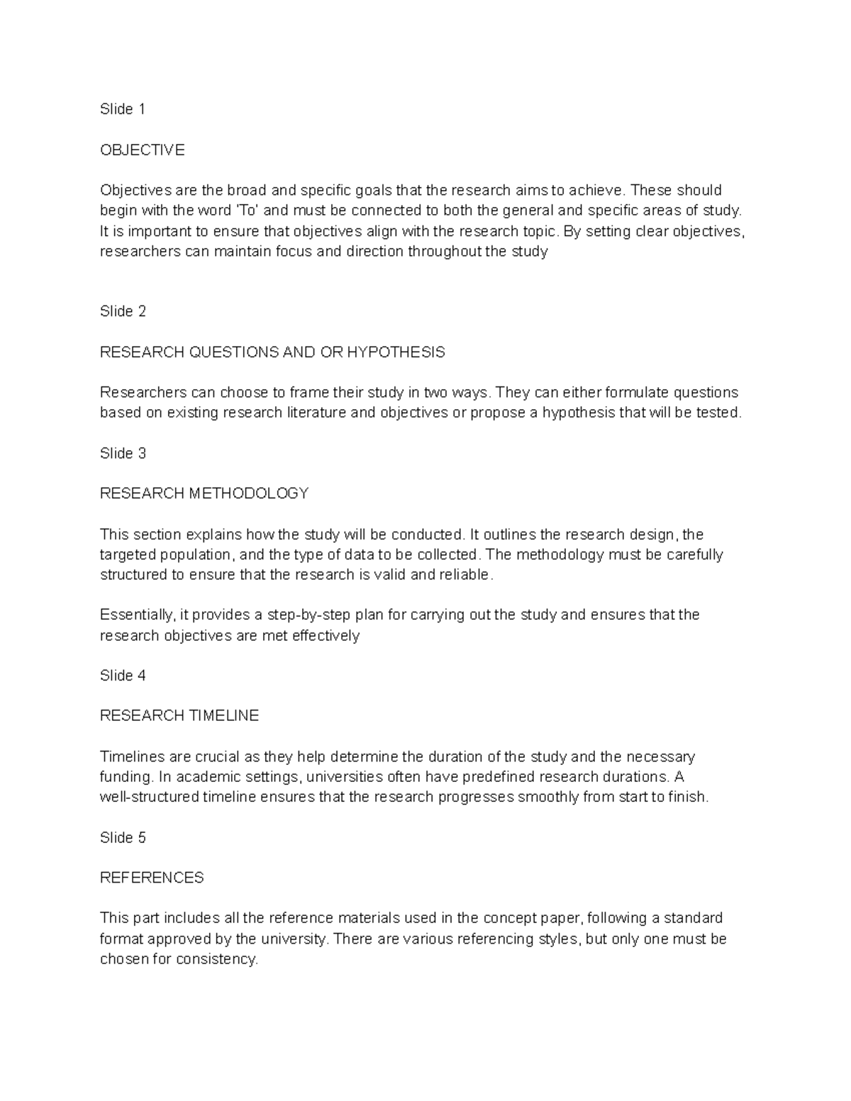 Concept Paper Script: Objectives, Methodology & Timeline Overview - Studocu