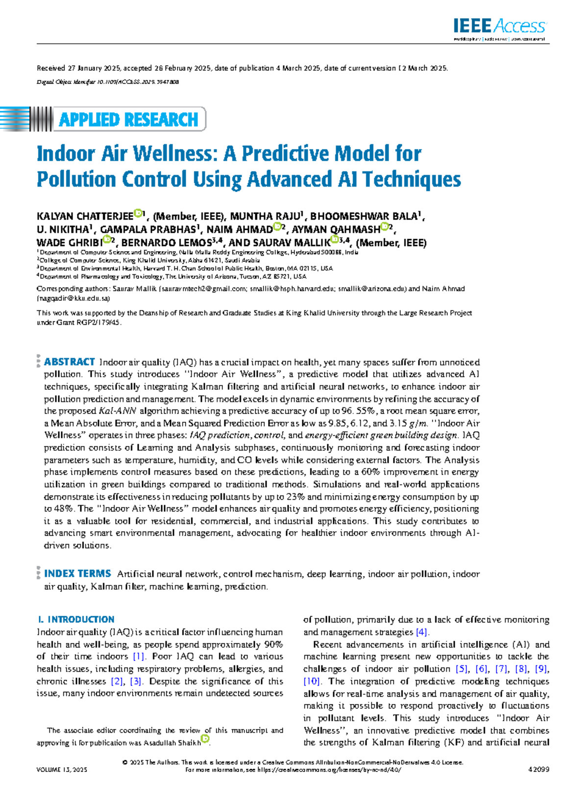 Indoor Air Wellness: Predictive Model for Pollution Control Using AI ...
