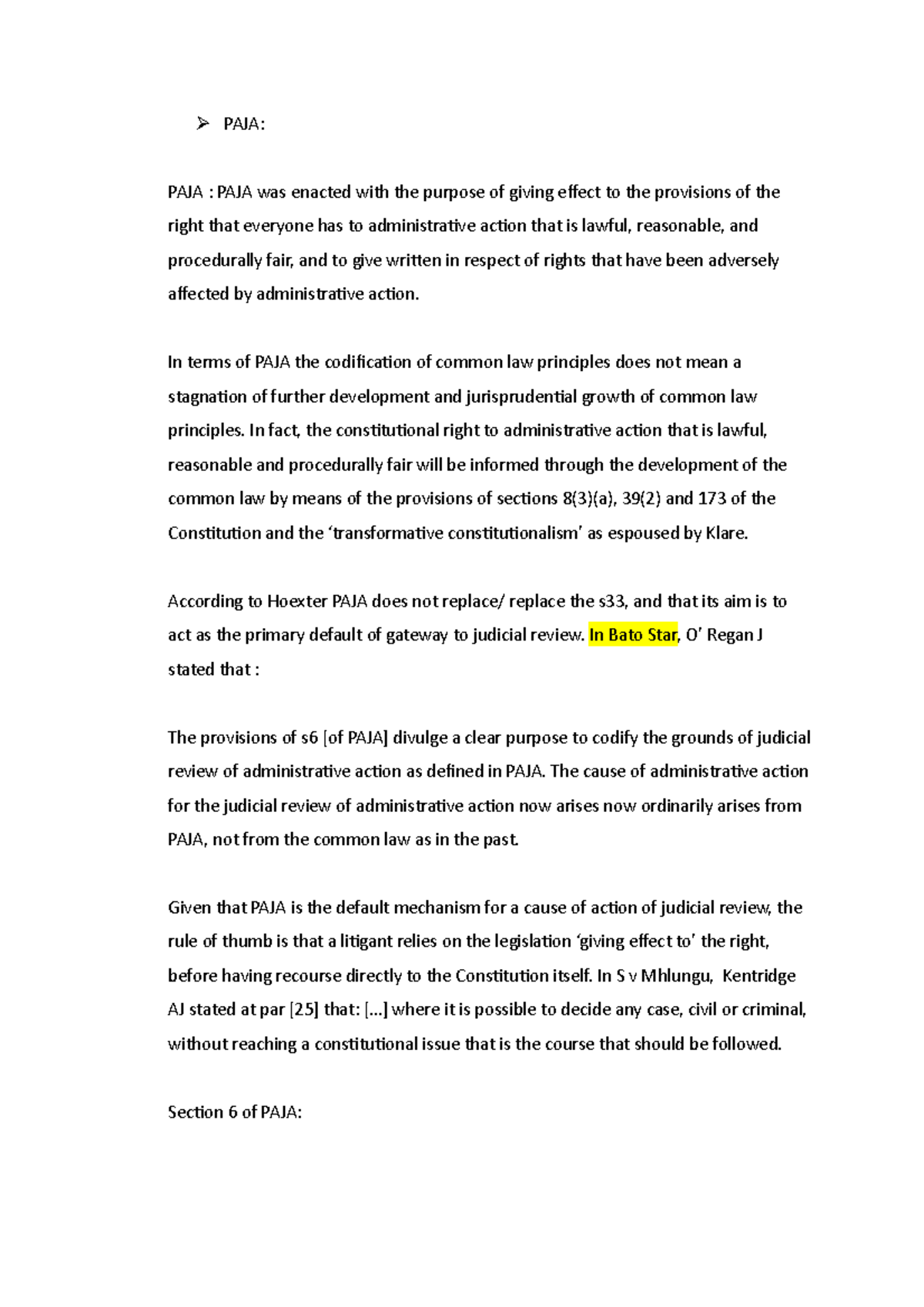 PAJA Overview and Key Provisions: Administrative Justice Notes - Studocu