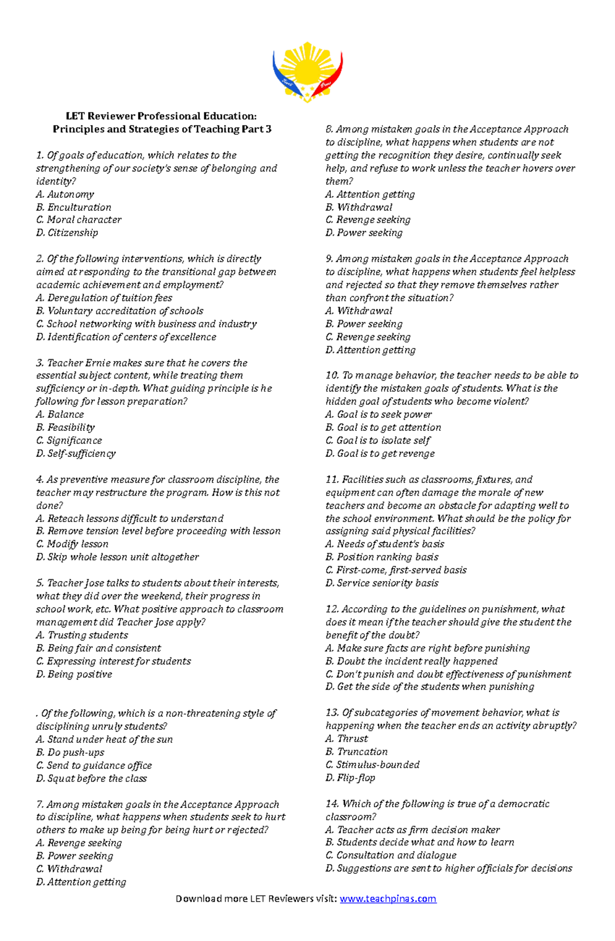 Principles AND Strategies OF Teaching PART 3 - LET Reviewer ...