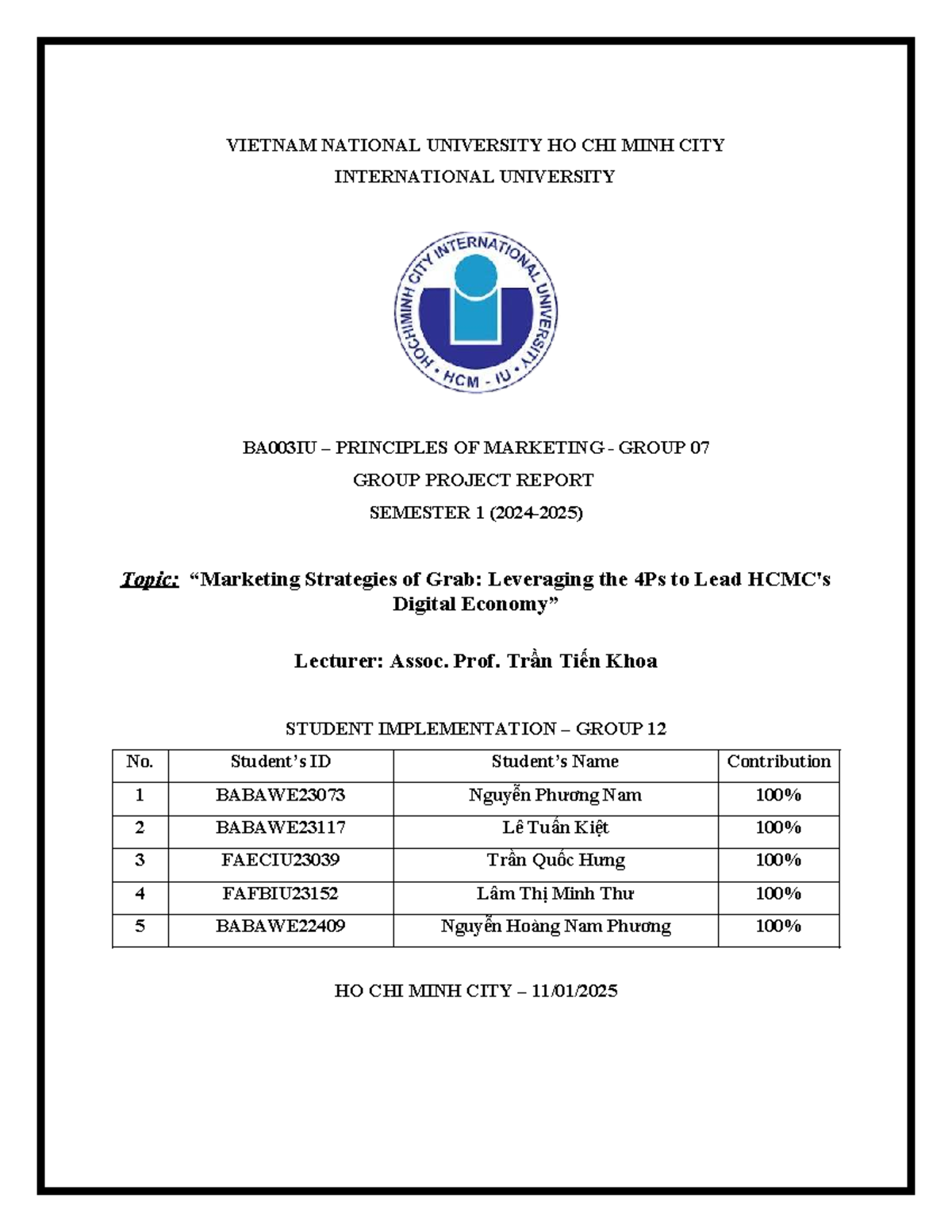 BA003IU Principles of Marketing Group Project Report: Grab's 4Ps ...