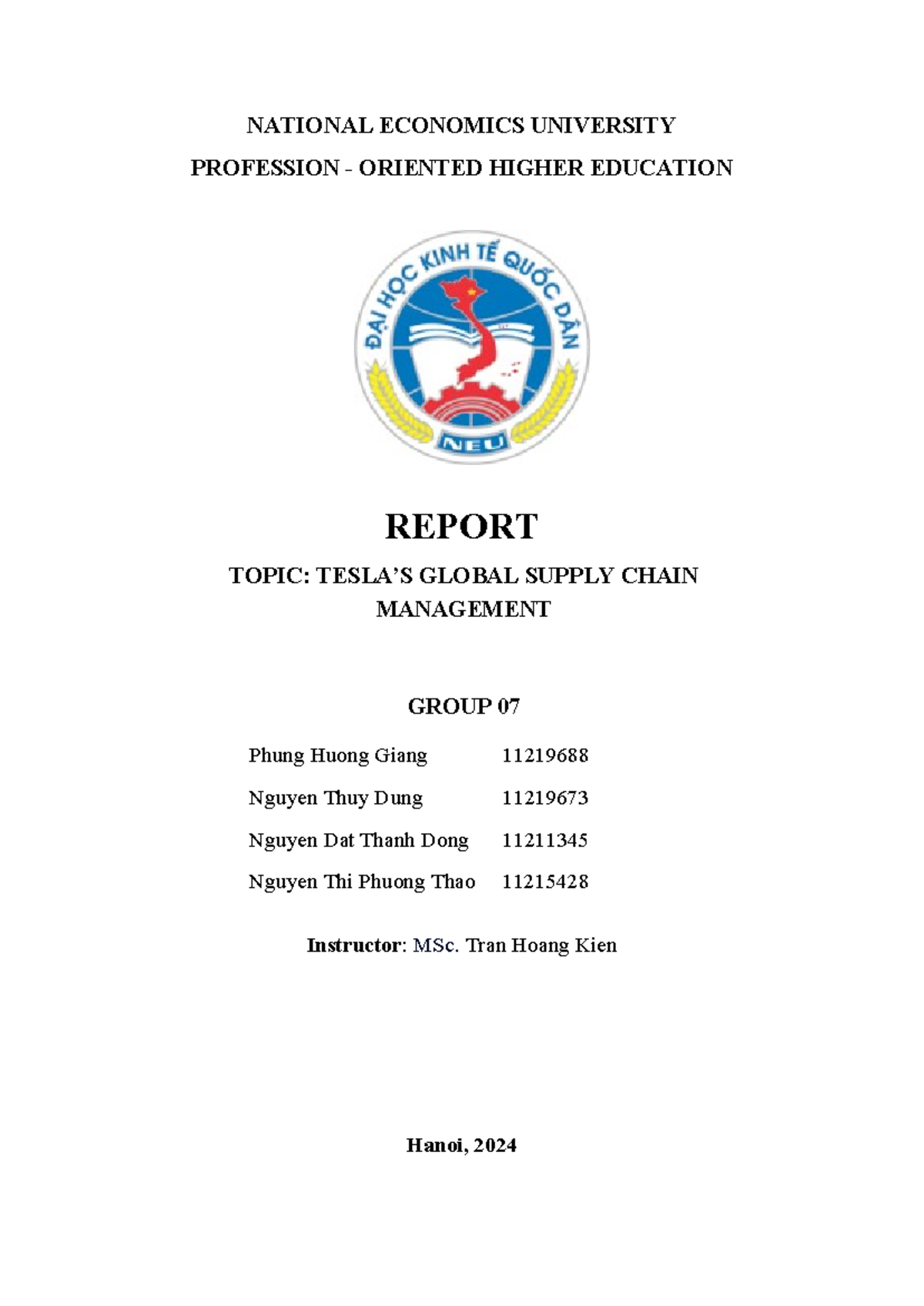Group 07 Report: Tesla's Global Supply Chain Management Analysis - Studocu