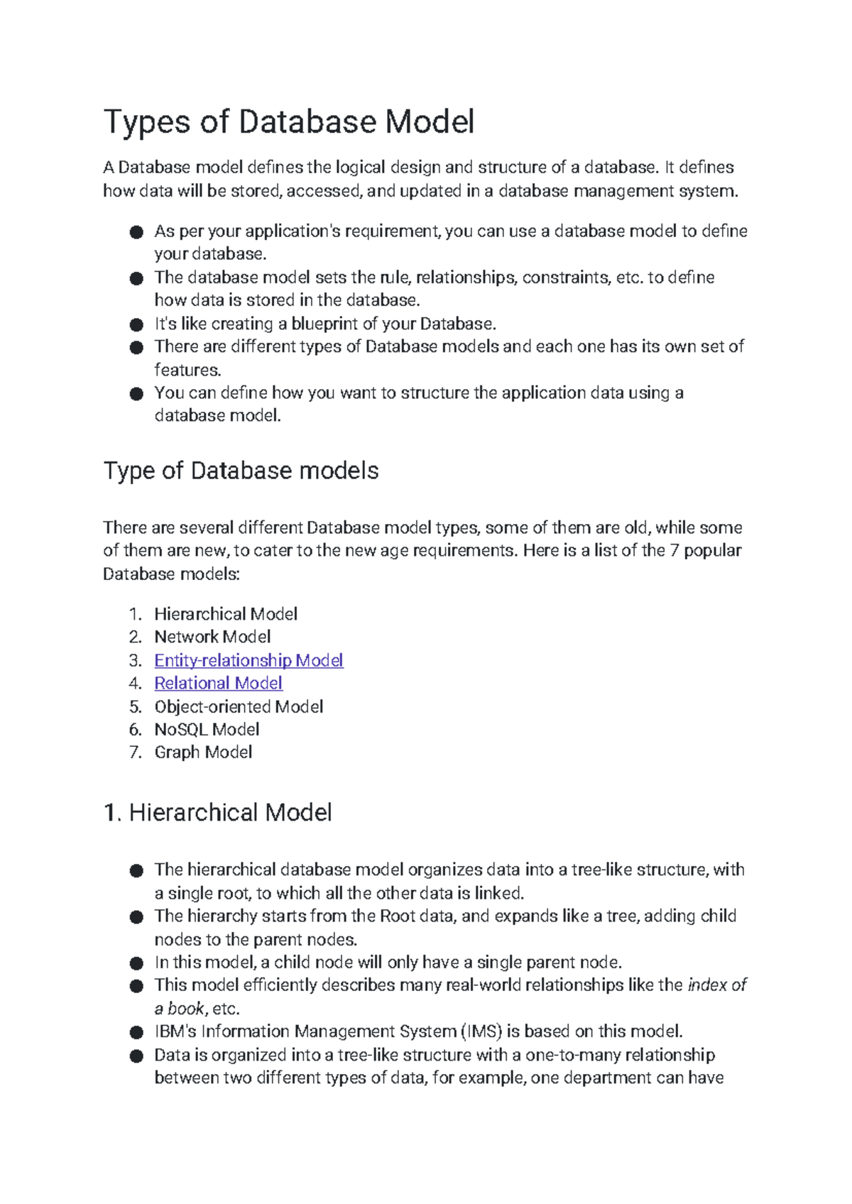 Types of Database Models: Overview and Key Features - Studocu