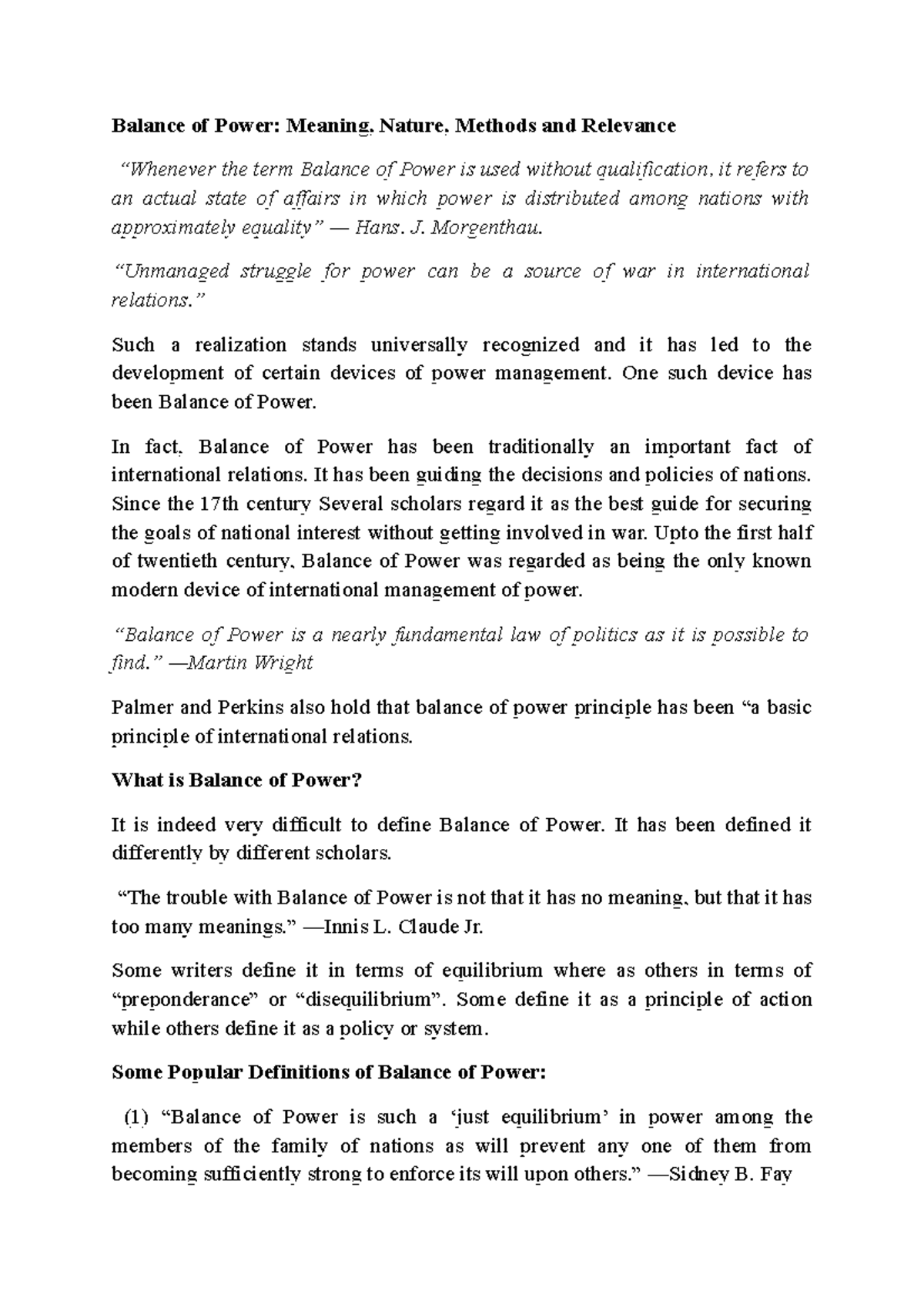 BOP 201: Understanding Balance of Power: Concepts and Evaluation - Studocu