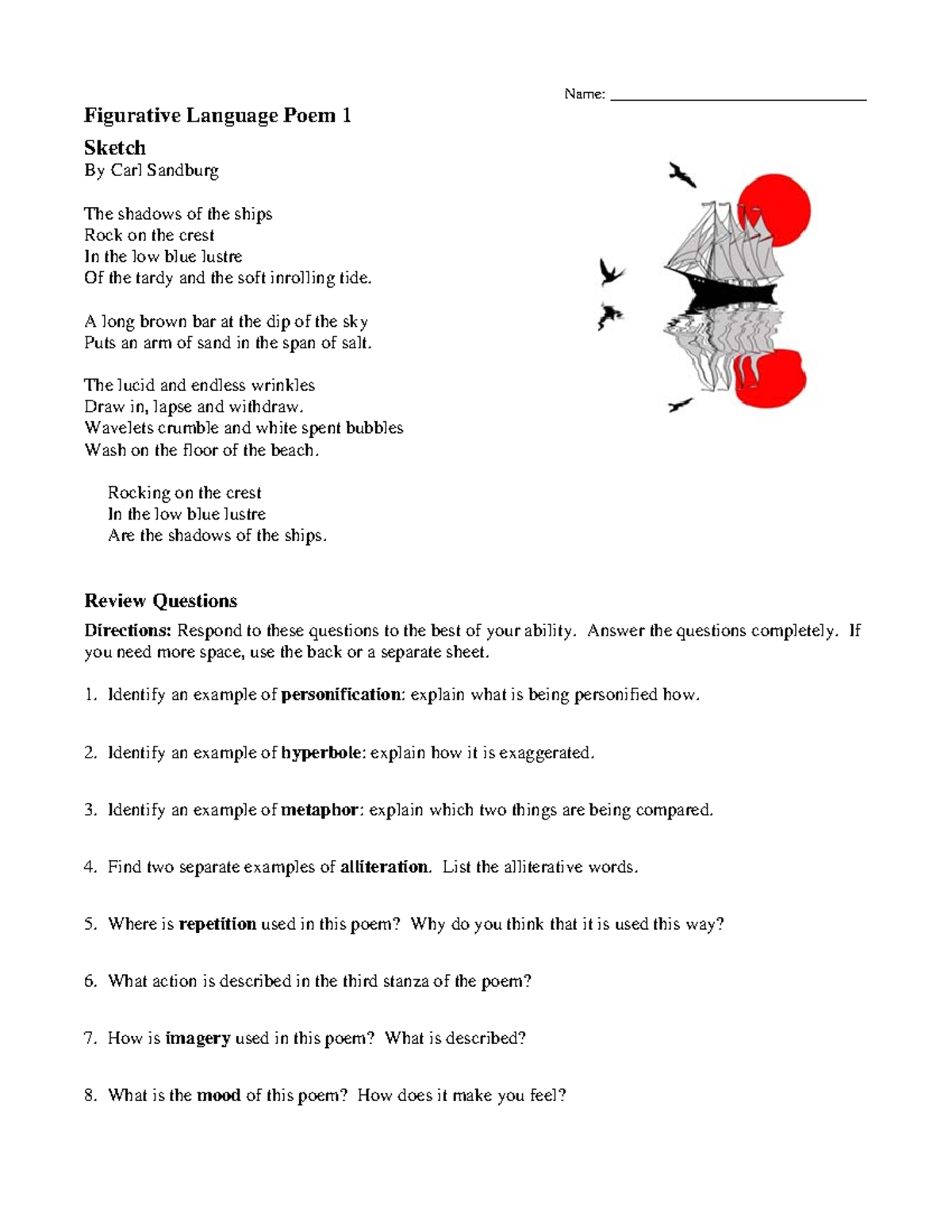 Figurative Language Poem Analysis: Carl Sandburg's "Fig. Lang. Poem 1 ...