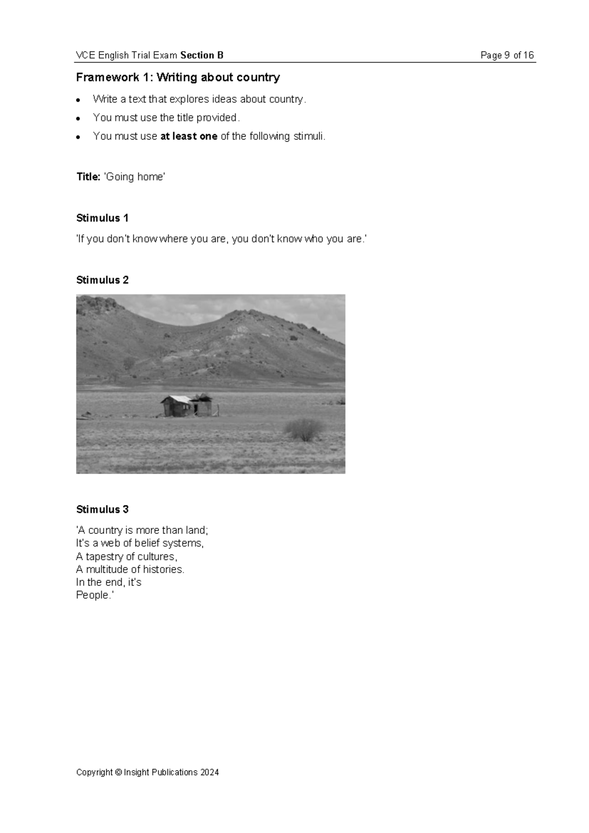Insight country stimuli - crafting texts - VCE English Trial Exam ...