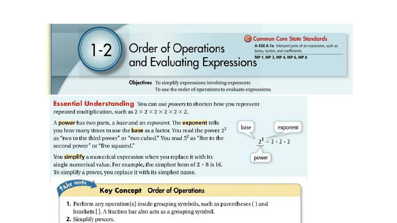 Common Core Math: Order of Operations & Evaluating Expressions - Studocu