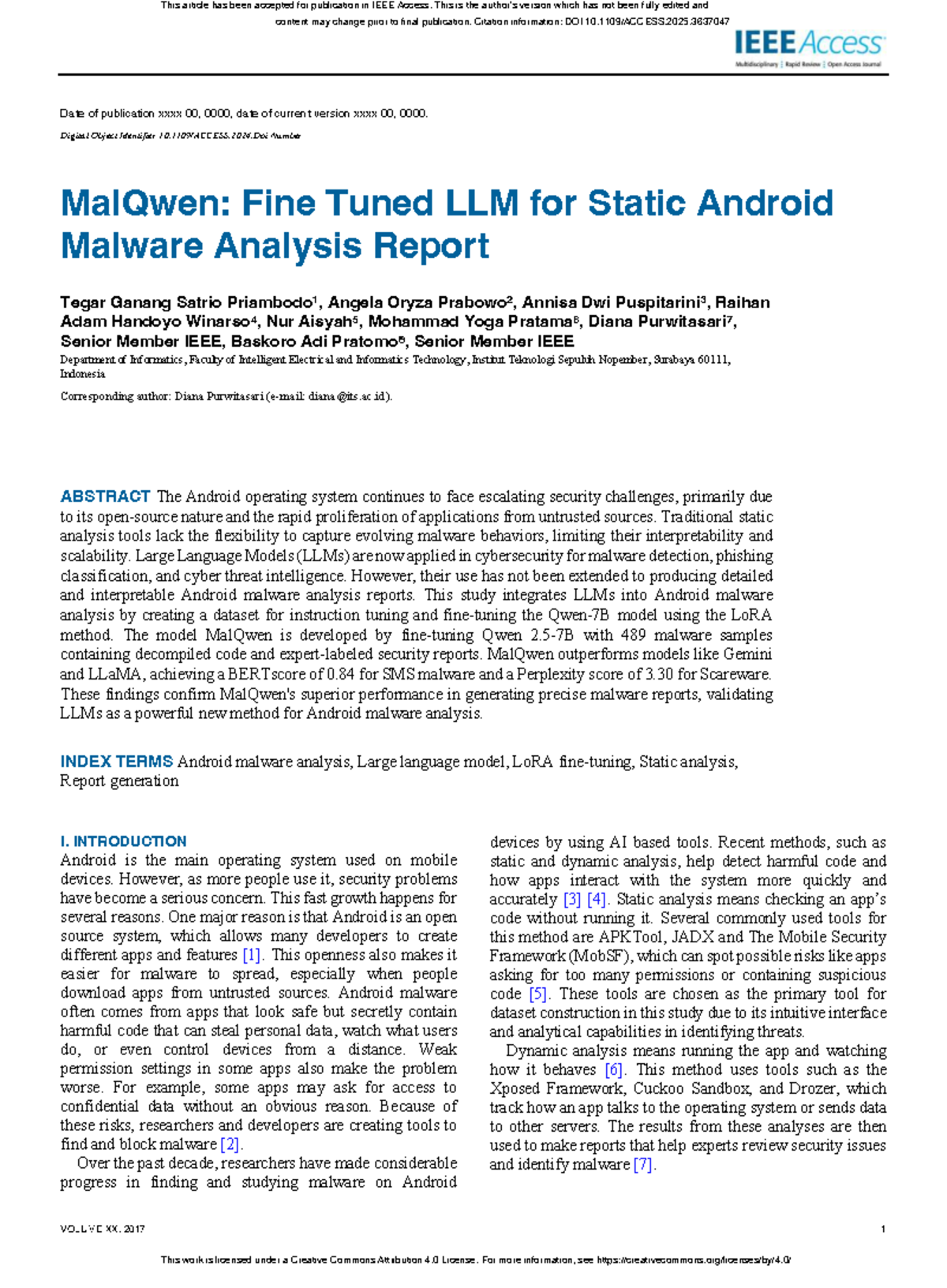 MalQwen: Fine-Tuned LLM for Static Android Malware Analysis Report ...
