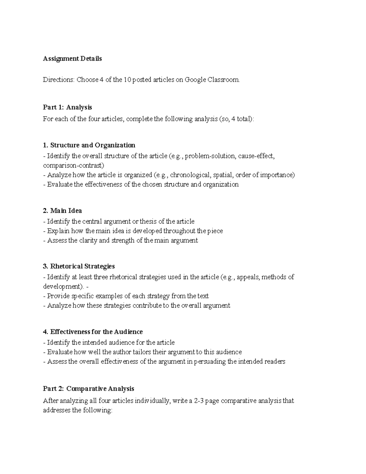 ENG 101: Argument Analysis Assignment Details and Guidelines - Studocu