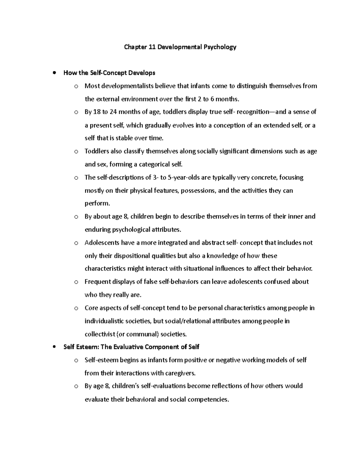 Chapter 11: Development of Self-Concept & Self-Esteem in Developmental ...
