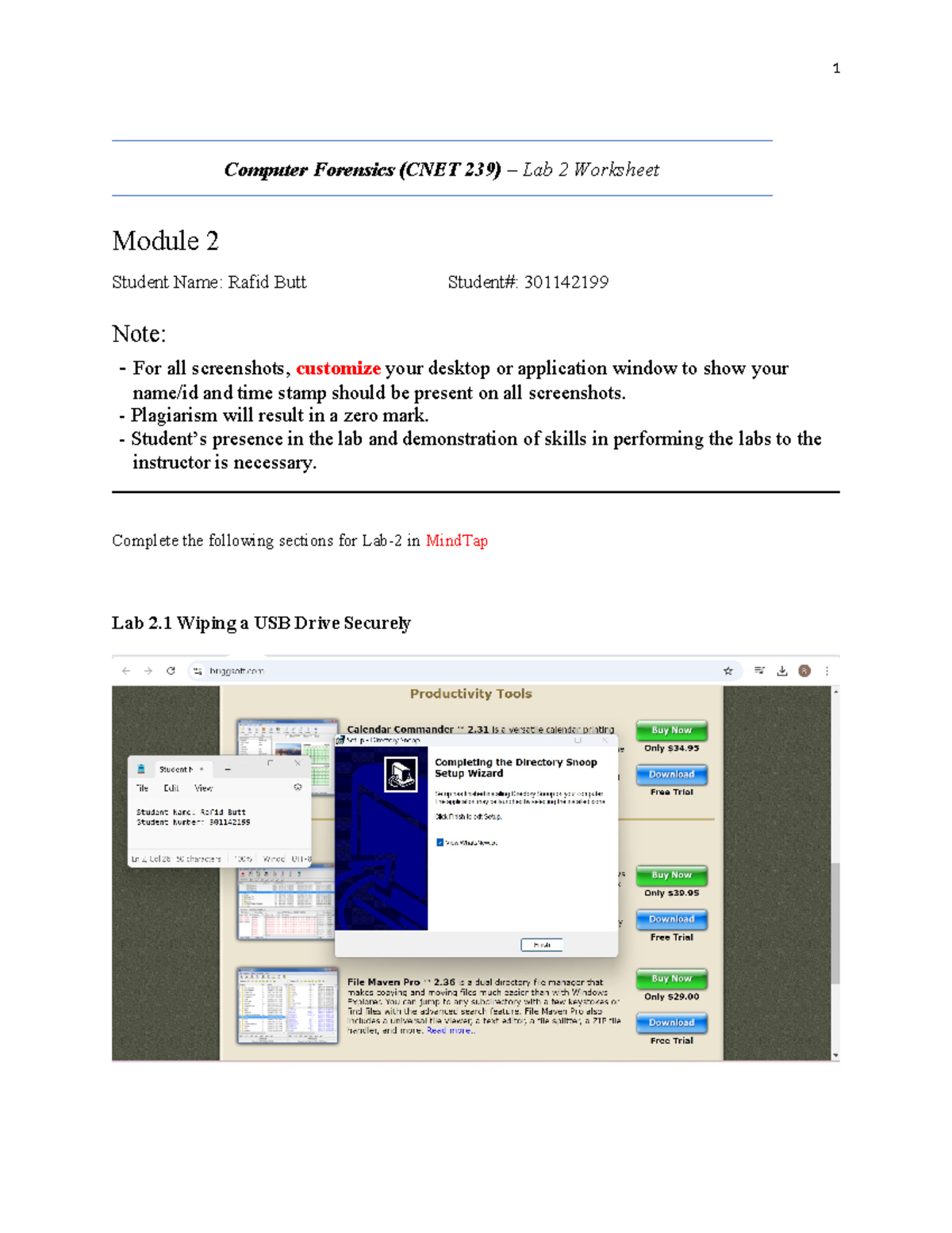 CNET 239 - Lab 2 Worksheet on Computer Forensics Techniques - Studocu