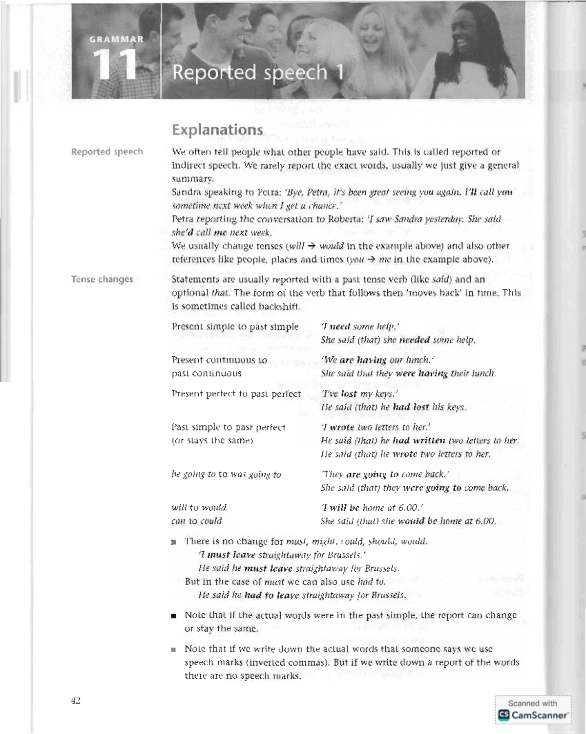 Vince Unit 11-15 Grammar Practice: Reported Speech and Tenses - Studocu