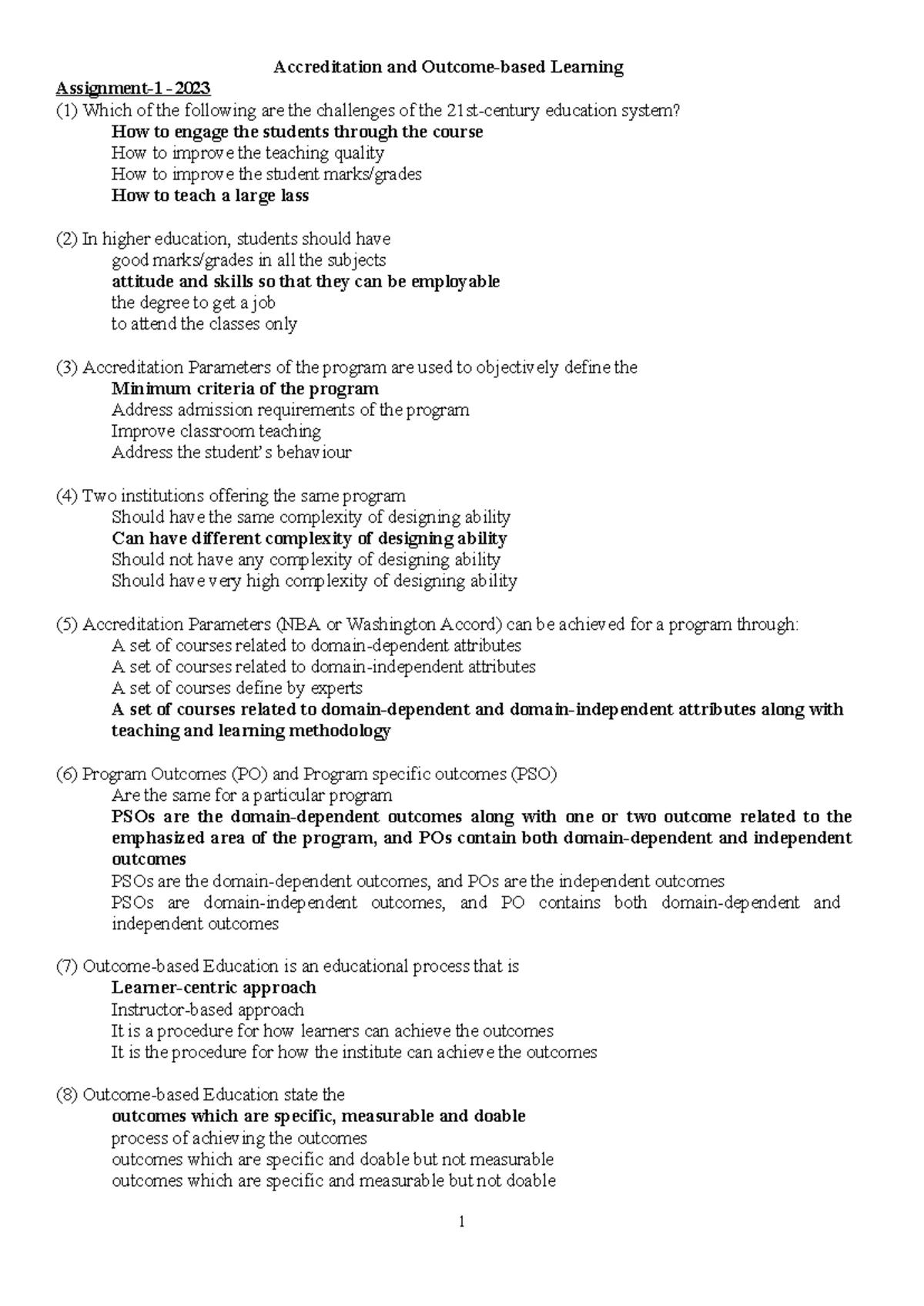 NPTEL Course A1-6: Accreditation & Outcome-Based Learning Solutions ...